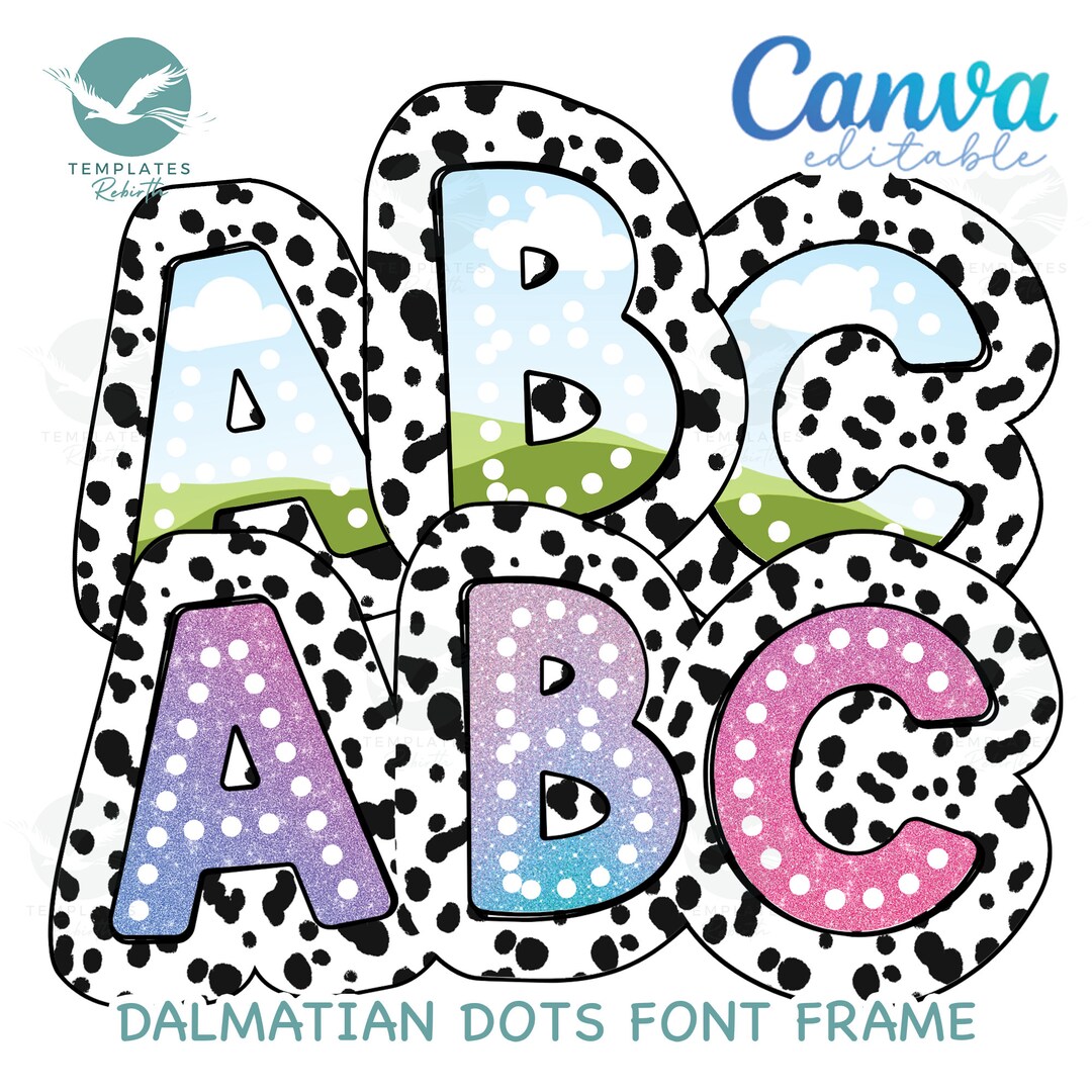 Dalmatian Dots Alphabet Frame: Canva Template (digital Download) - Etsy