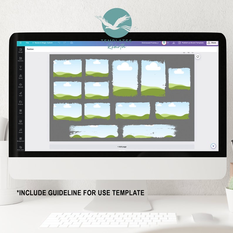 Distressed Edge Banner Frames: Canva Template, Photo Collage (digital ...