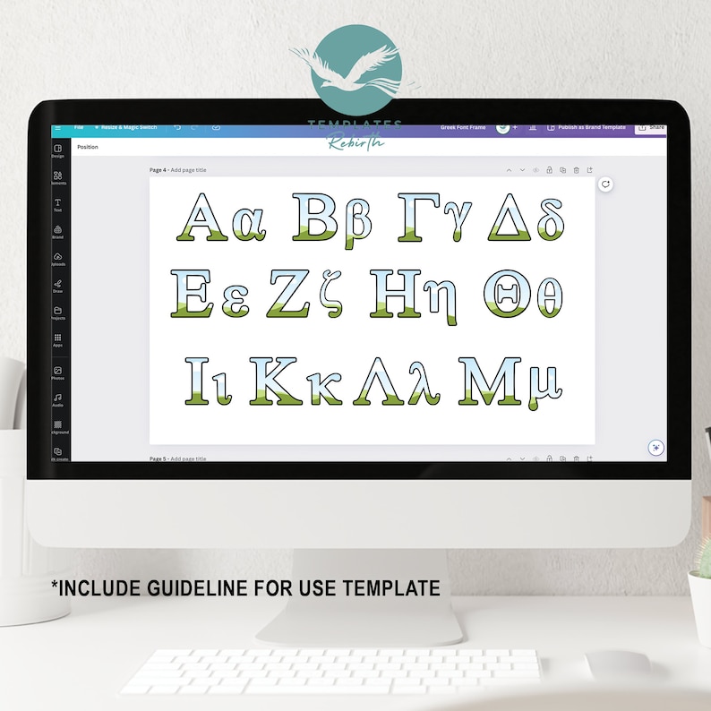 Greek Alphabet Letter Frame: Canva Template (digital Download) - Etsy