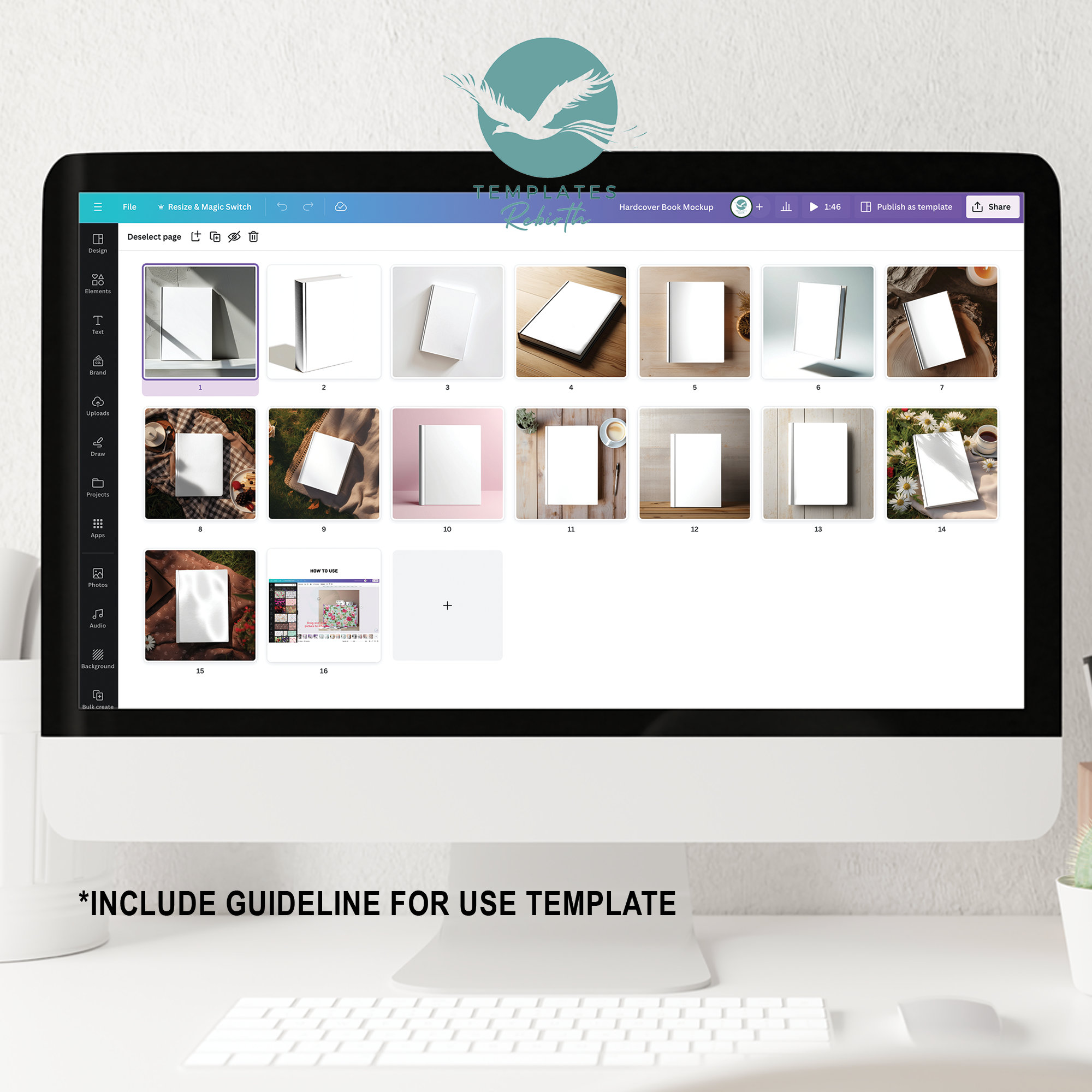 15 Hardcover Book Mockups: Canva Editable Template (digital Download ...