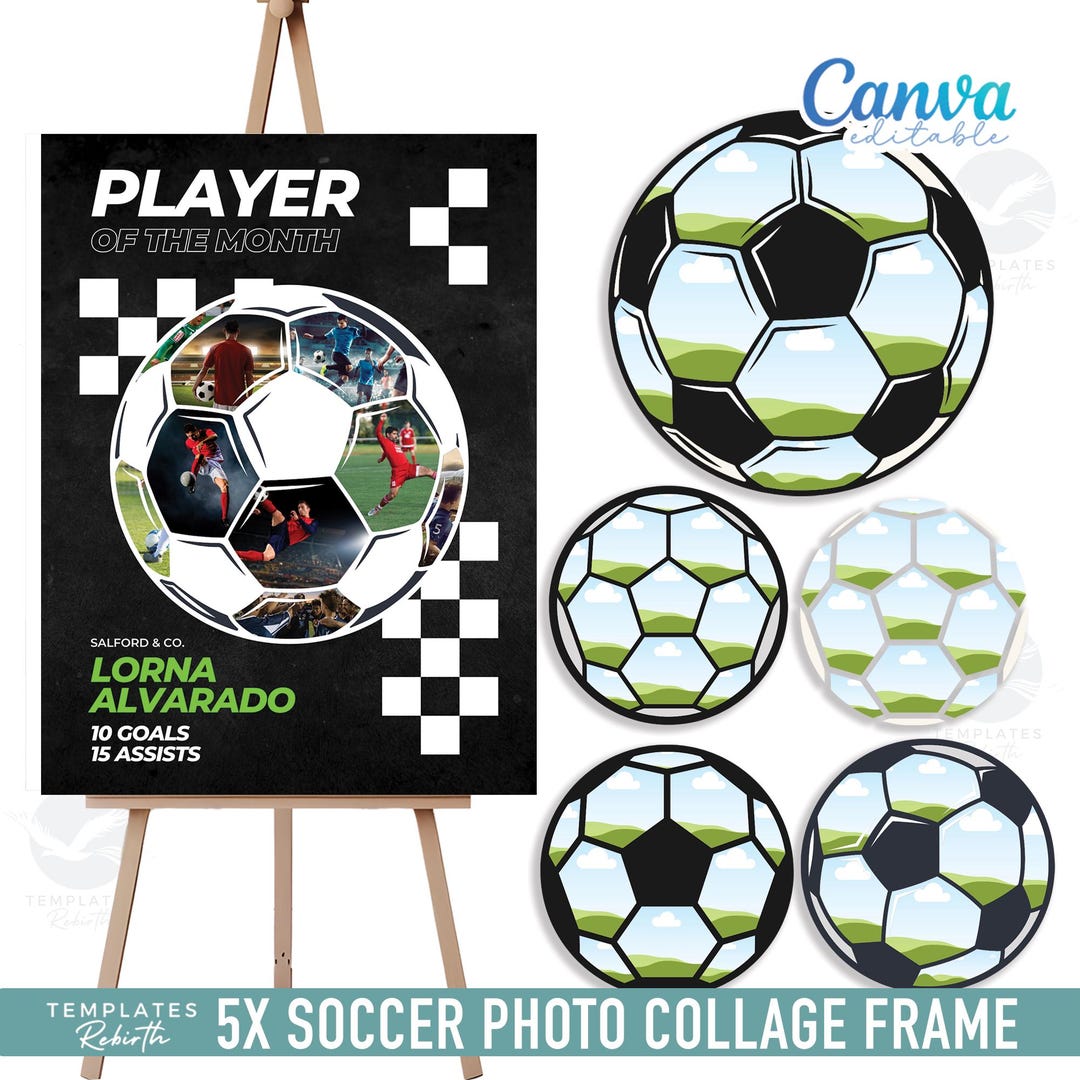 Soccer Photo Collage Frames Canva Editable, Fill Your Own Picture Sport ...