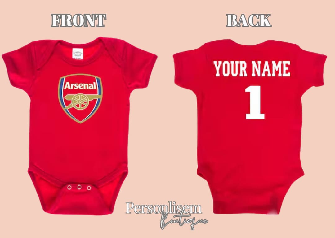 Arsenal FC Baby Bodysuit for Kids, Babygrow Sports Jersey, Personalized ...