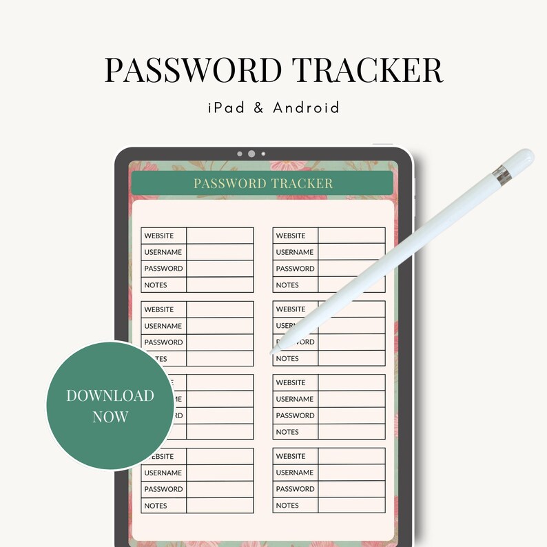 Digital Password Tracker, Printable Password Log, Instant Download ...