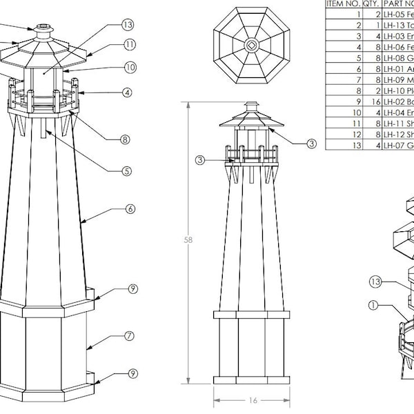 Wood Lighthouse Plan - Etsy