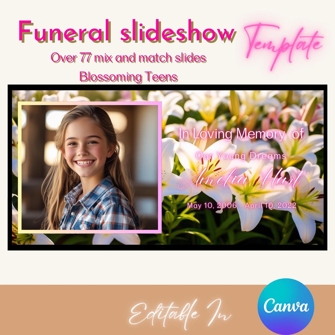 Blossomingteens Funeral Video Template ,editable Tribute Slideshow for ...