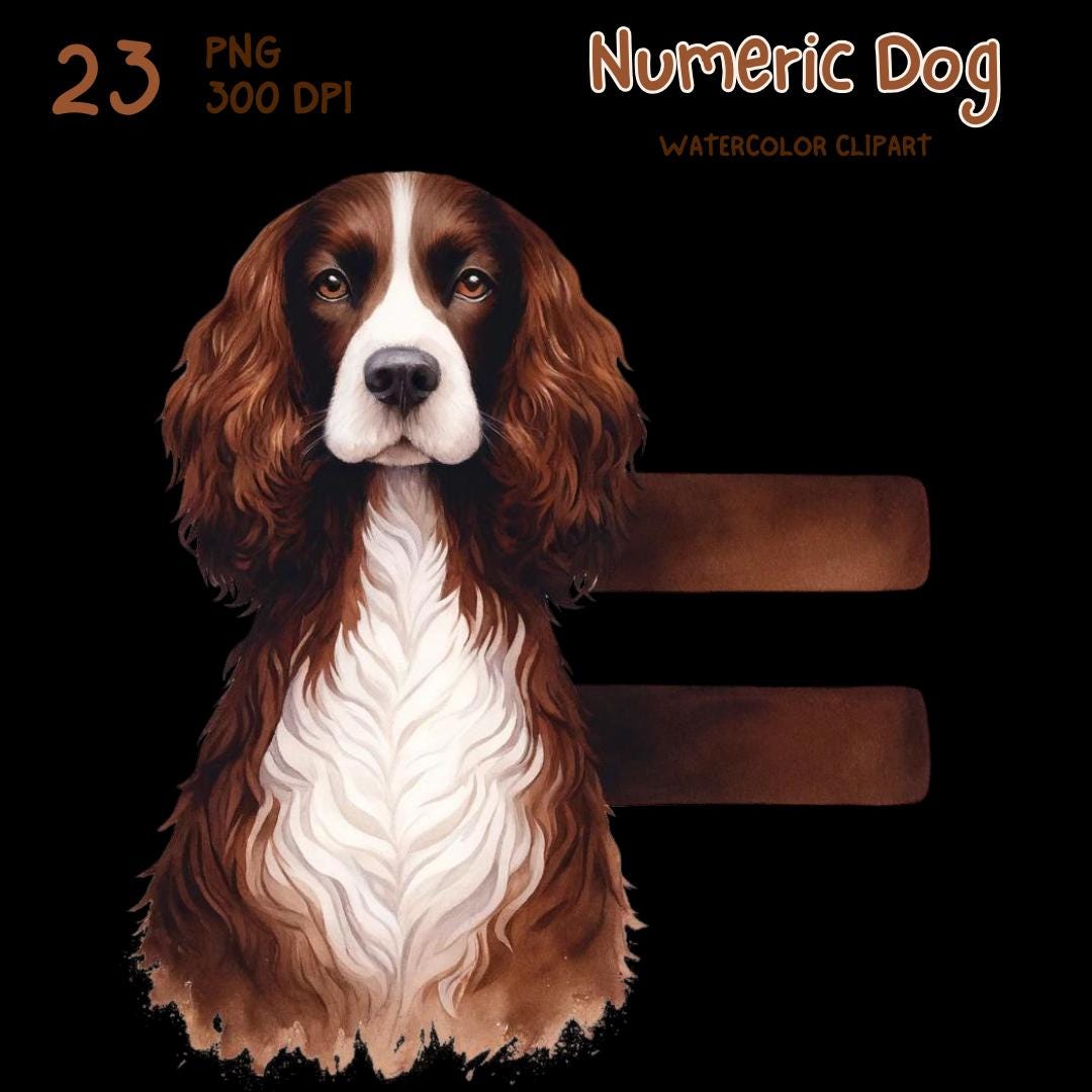 Dog Font, Numeric PNG, Dog Letters Clipart, Watercolor Clipart,cute ...