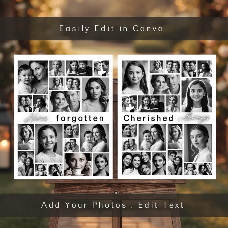 Funeral Photo Collage Canva Template, Memorial Display Board ...