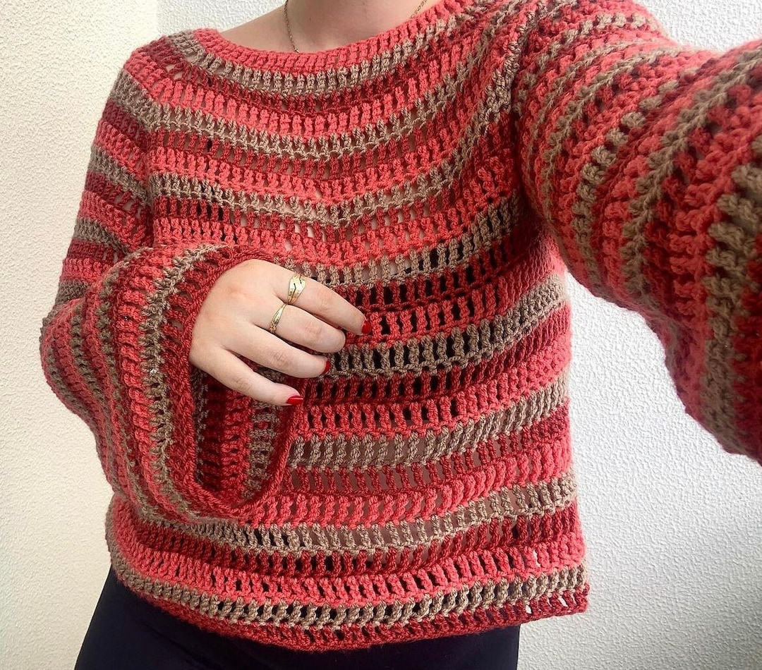 Crochet Sweater women Crochet Pattern-colorful Sweater - Etsy