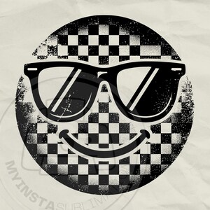 Retro Checkered Smiley Face Png Sublimation Design Download - Etsy