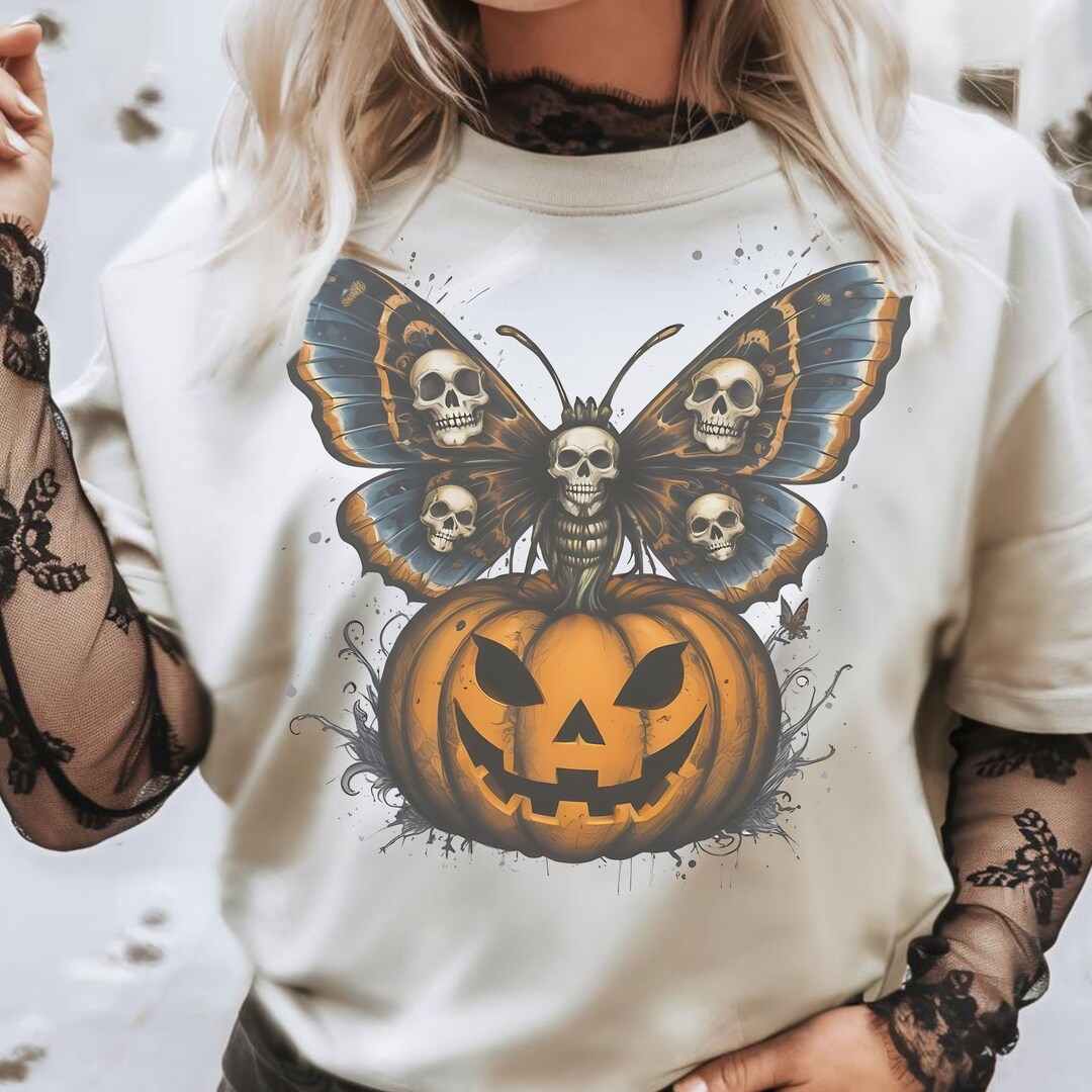 Moth Halloween Design Skull Pumpkin Design, Gothic Halloween Png ...