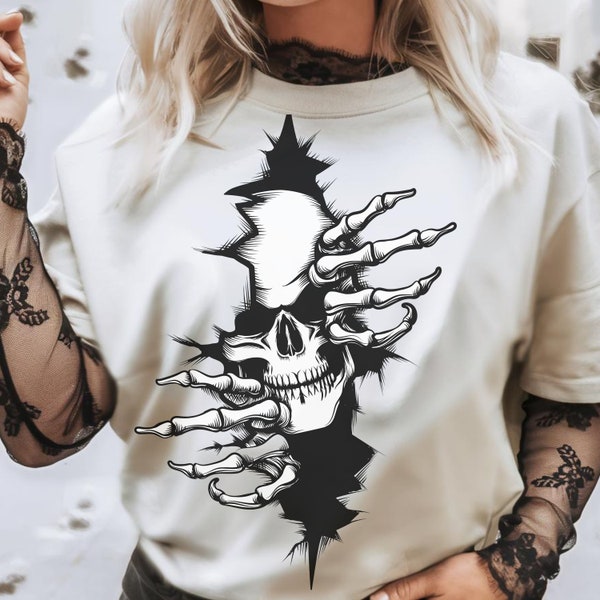 Skull Through Wall Vector - Etsy