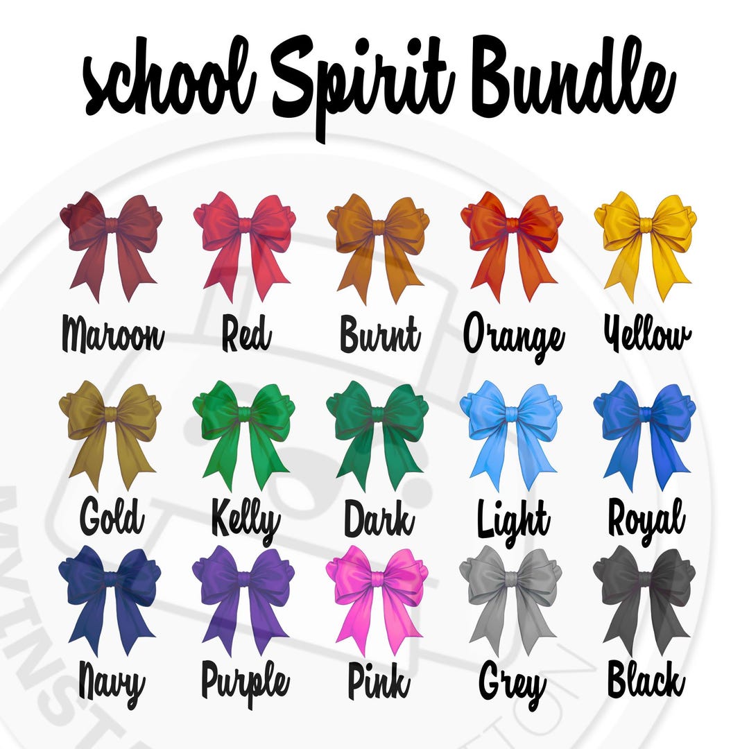 School Spirit Bow Bundle PNG All Colors Coquette Bow Png Transparent ...