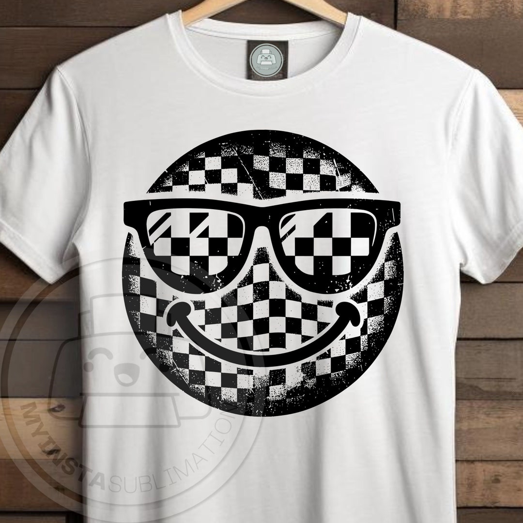 Retro Checkered Smiley Face Png Sublimation Design Download - Etsy
