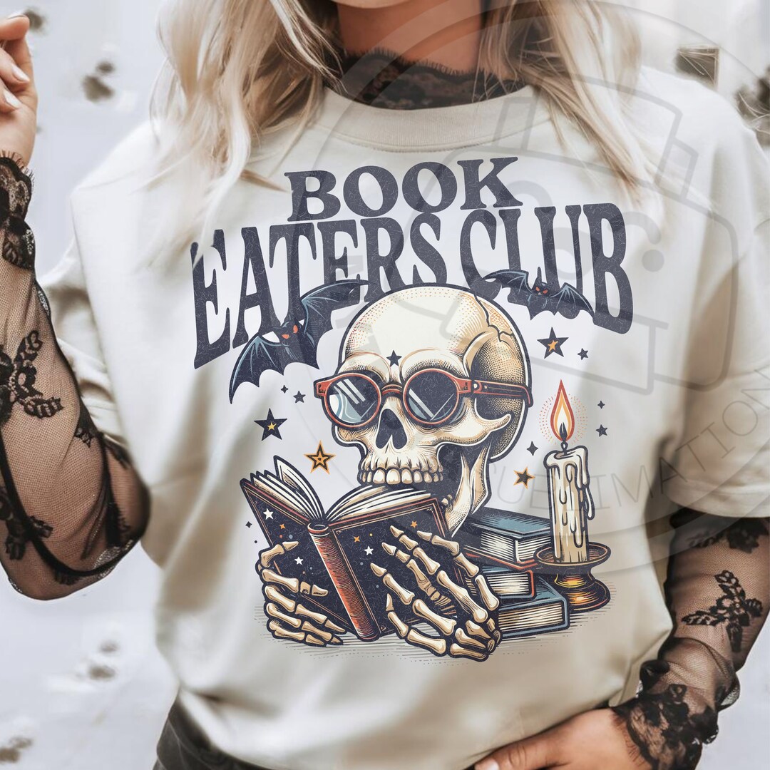 Book Club Png, Book Eaters Png, Vintage Halloween Png Retro Halloween ...