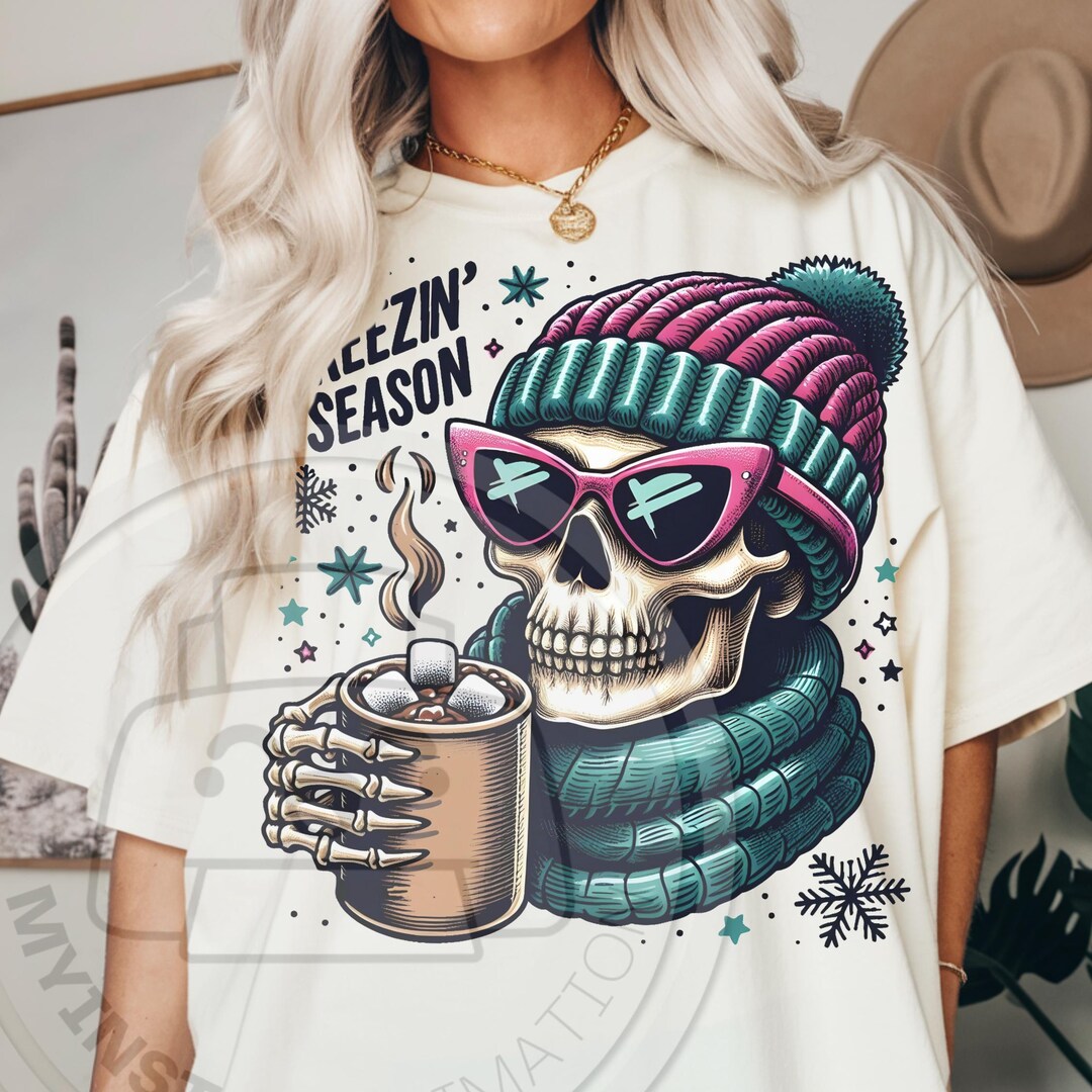 Snarky Skeleton Png Freezing Season PNG Trendy Winter Retro Sublimation ...