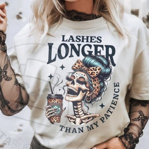 Snarky Skeleton Png, Lashes Longer Funny PNG, Trendy Vintage Retro ...