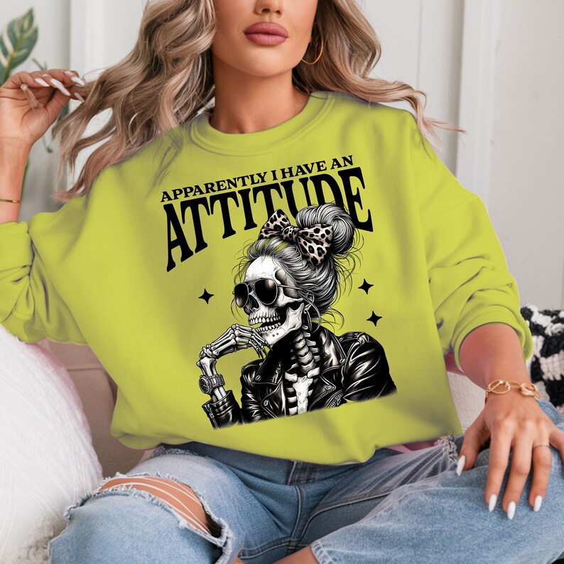 Snarky Skeleton Png, Apparently I Have Attitude PNG, Trendy Vintage ...