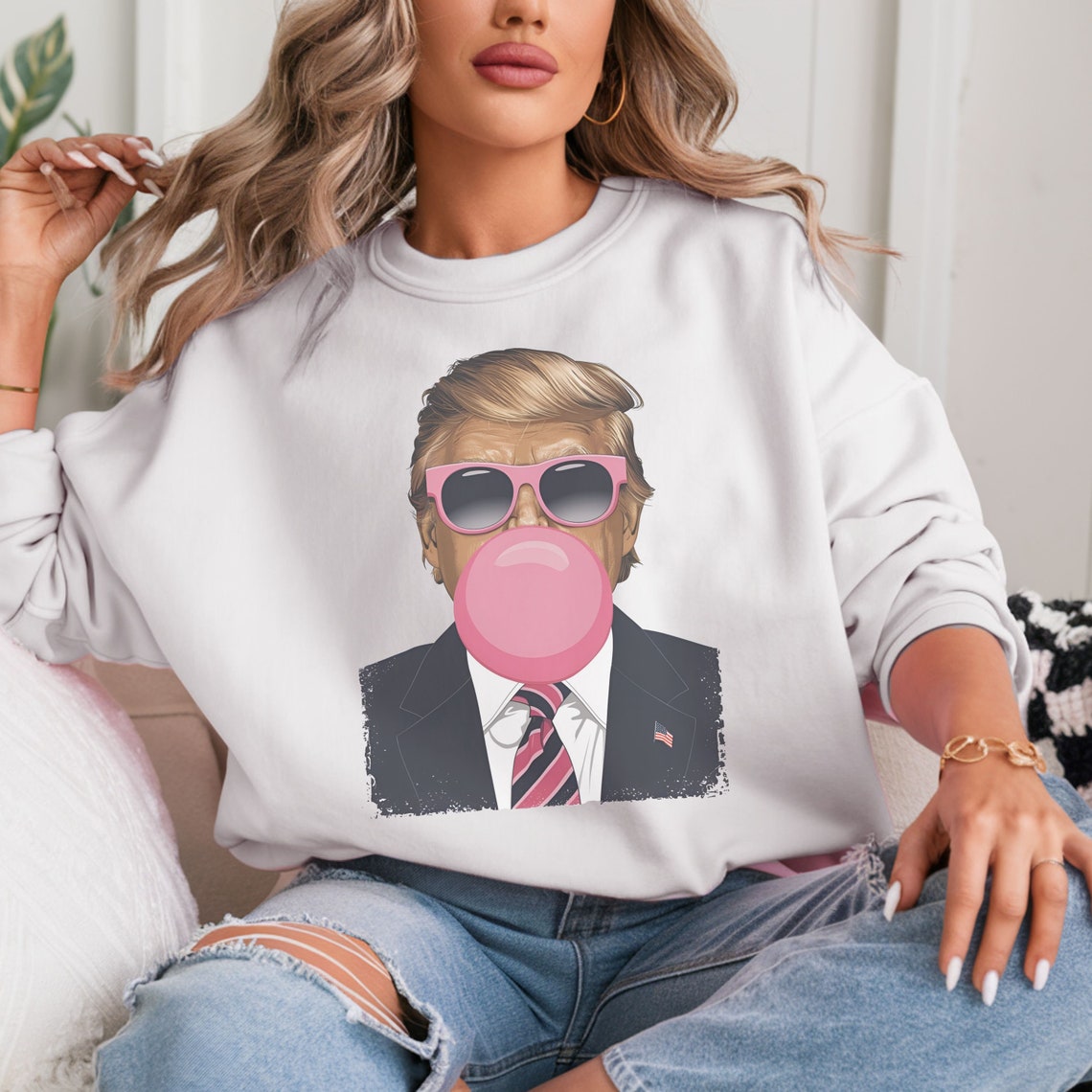 Bubble Gum Tump Png Pink Sun Glasses Trump Patriotic Design Png | Vote ...