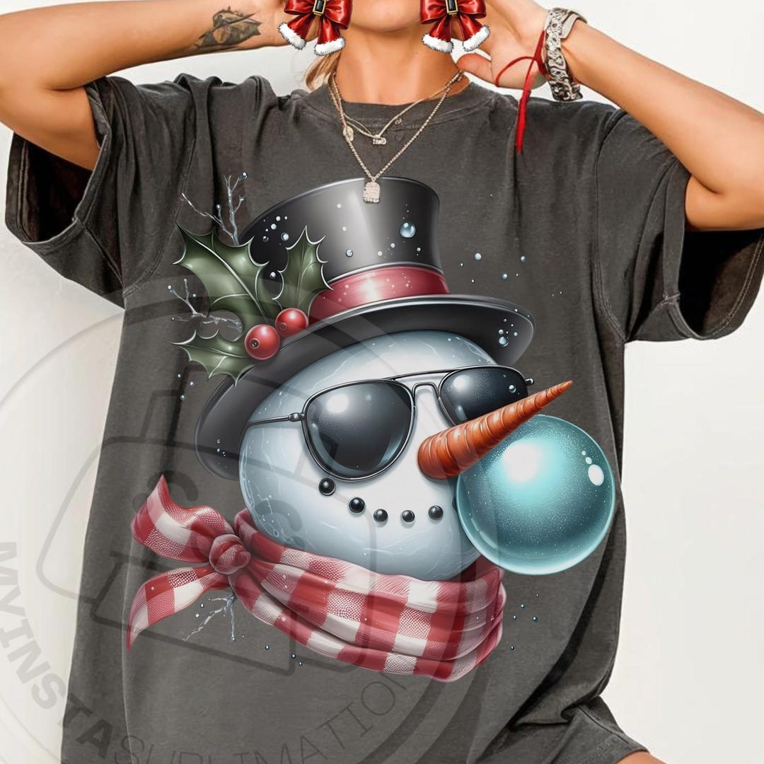 Frosty Snowman Blowing Bubble Png Retro Snowman With Sunglasses Png ...