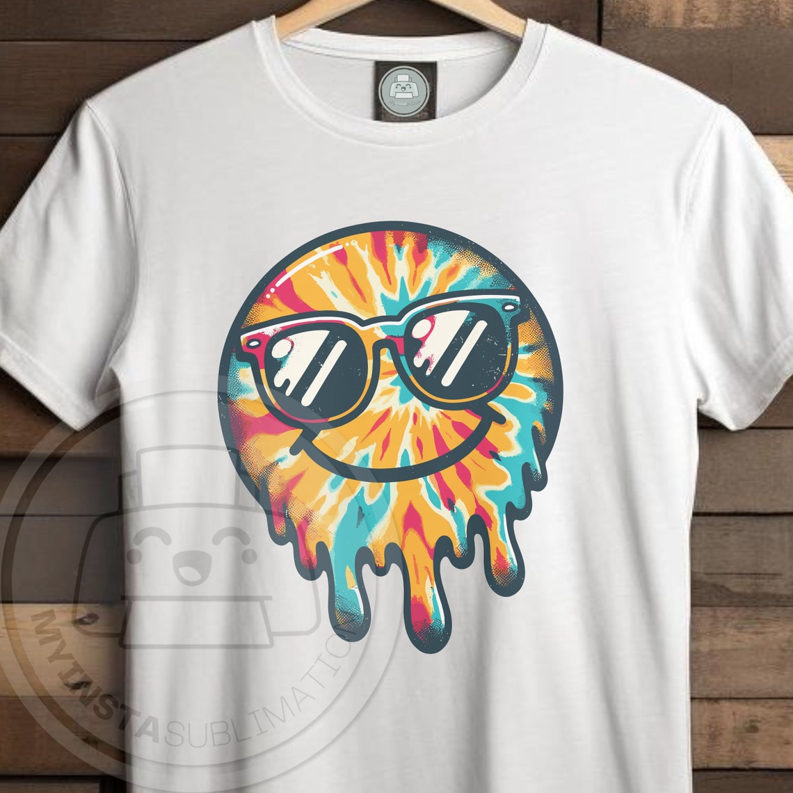 Smiley Face Melting Png, Tie Die Smiley Png, Groovy Smiley Face Png ...