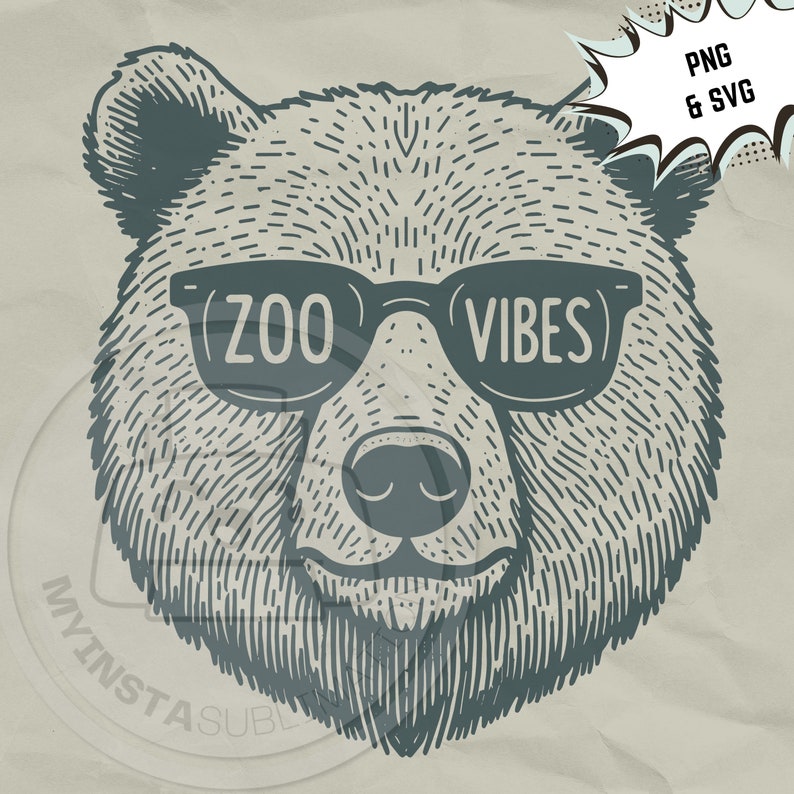 Bear Zoo Vibes Svg Animal Bear Sunglasses Png Field Trip Svg Kids Zoo ...