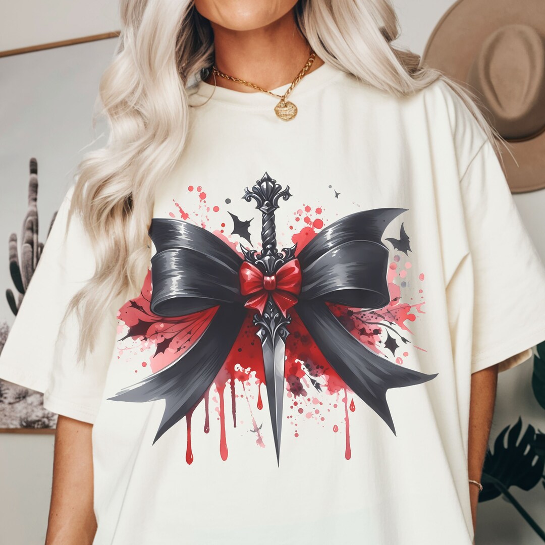 Bow With Dagger Png | Gothic Bow Design | Vintage Halloween Png | Retro ...