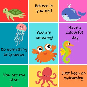 27 Printable Lunchbox Notes for Kids| Animal Themed Lunchbox Notes ...