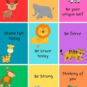 27 Printable Lunchbox Notes for Kids| Animal Themed Lunchbox Notes ...