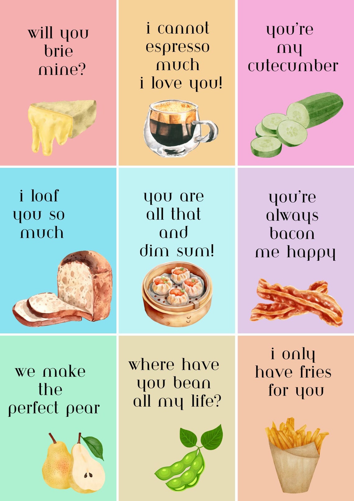 Fun Lunchbox Notes With Food Pun Quotes. 27 Different Designs to Print ...