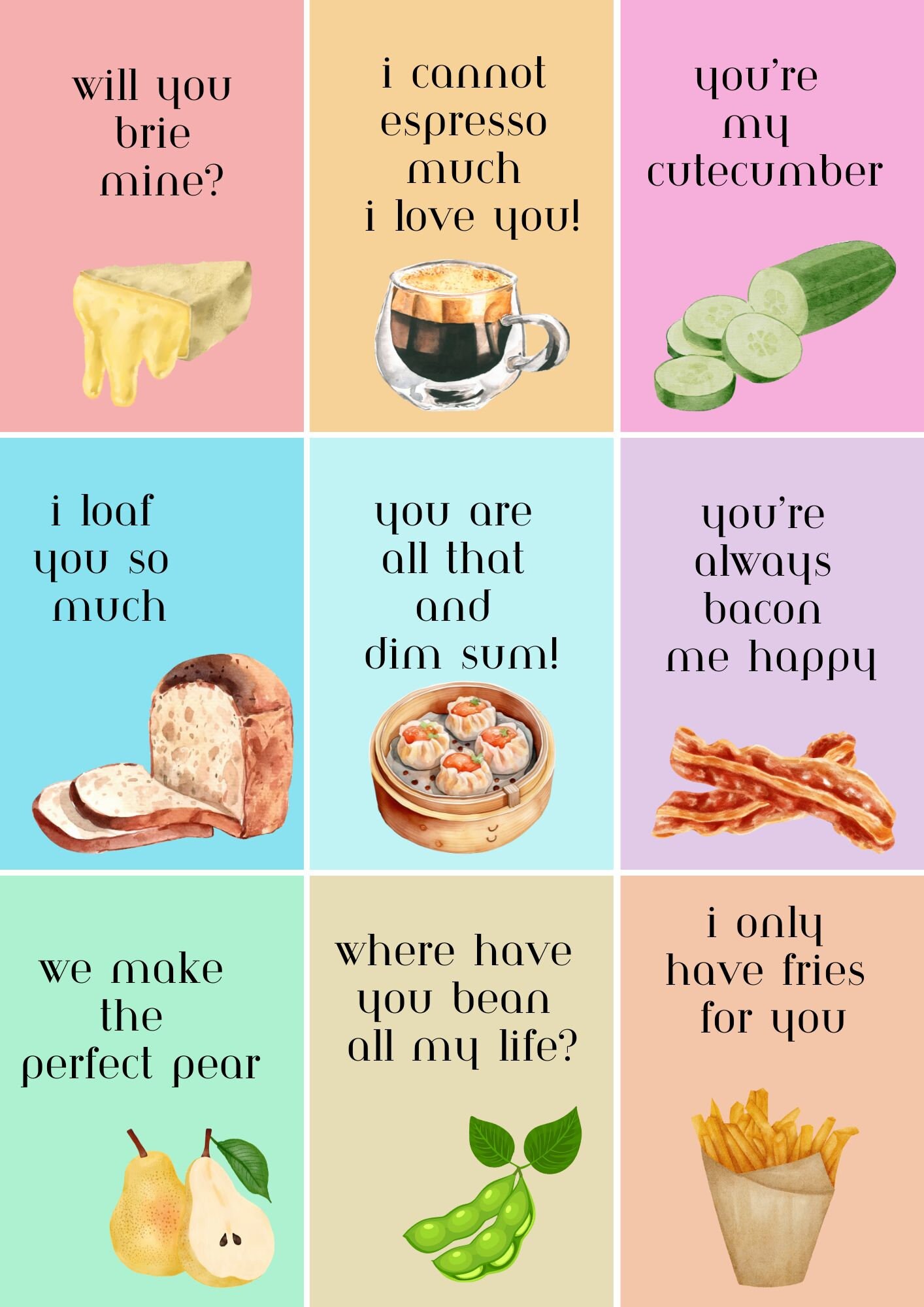 Fun Lunchbox Notes With Food Pun Quotes. 27 Different Designs to Print ...