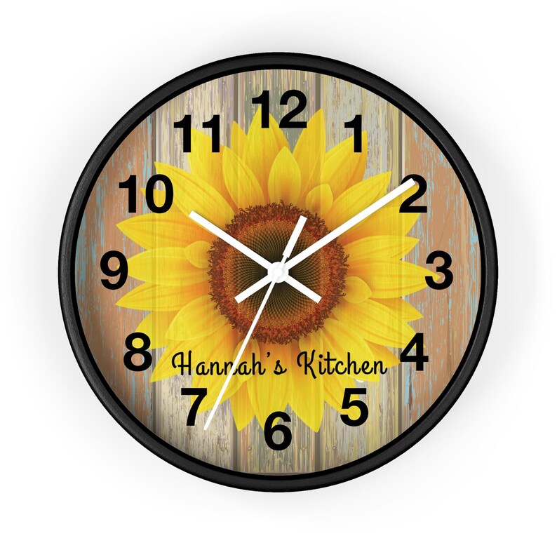 Personalized Rustic Sunflower Wall Clock, Farm House Decor ...