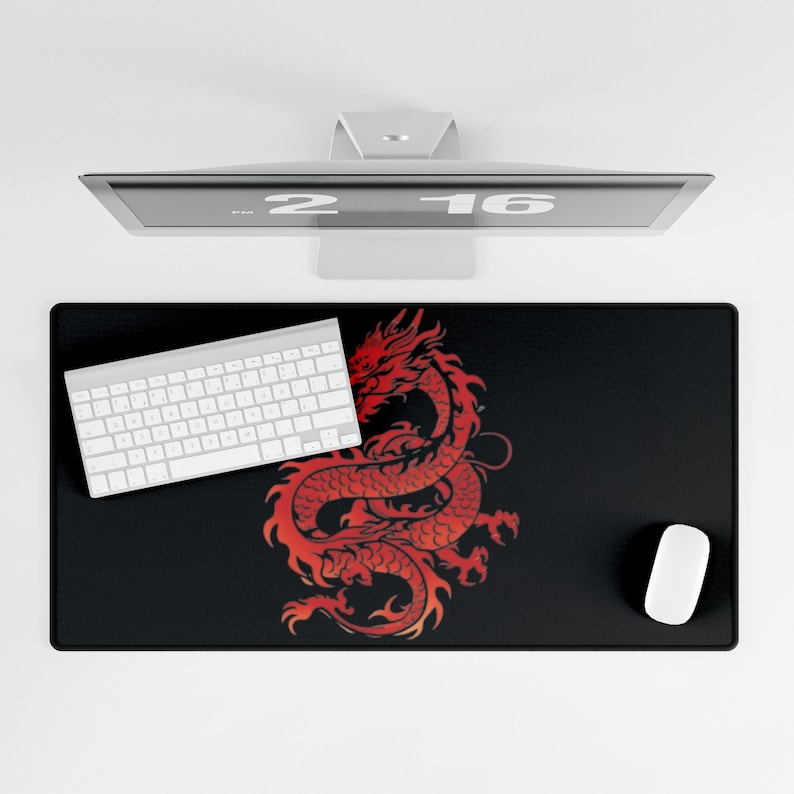Red Dragon Desk Mat Gaming Mouse Pad Large Mousepad With Stitched Edges ...