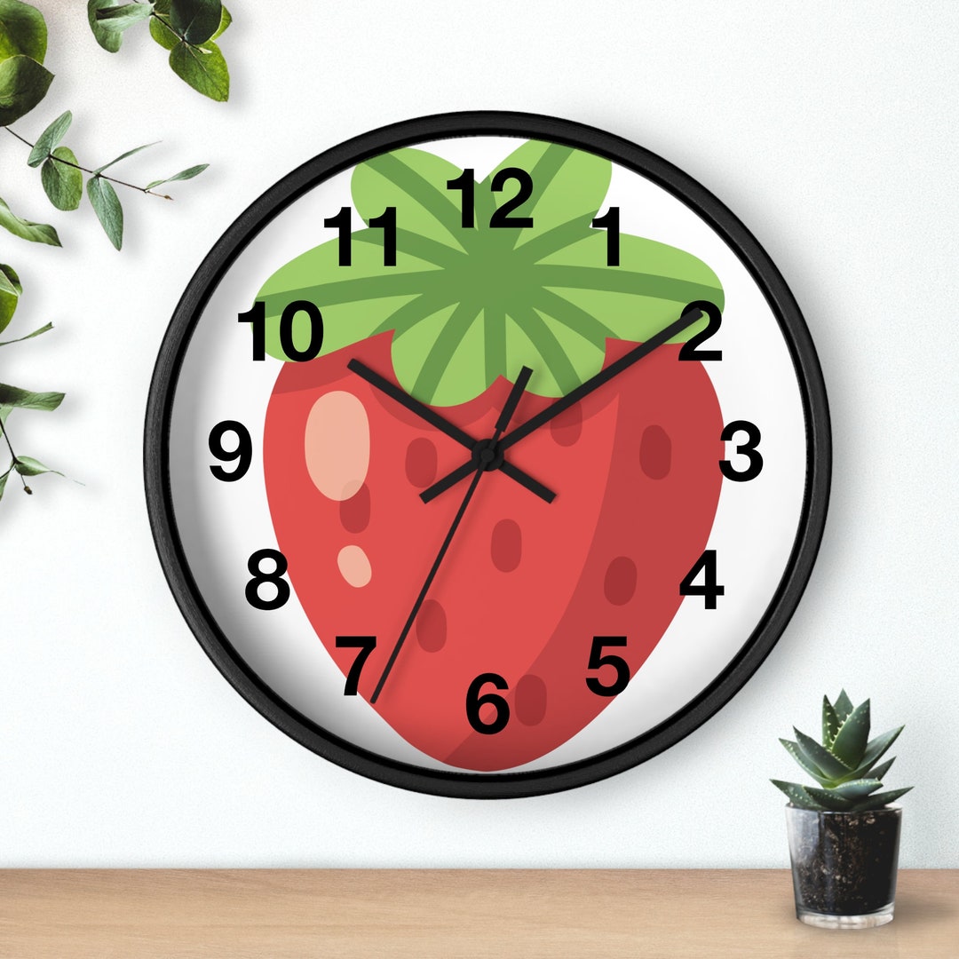 Strawberry Wall Clock, Retro Silent Clock, Strawberry Clock, Wall Clock ...
