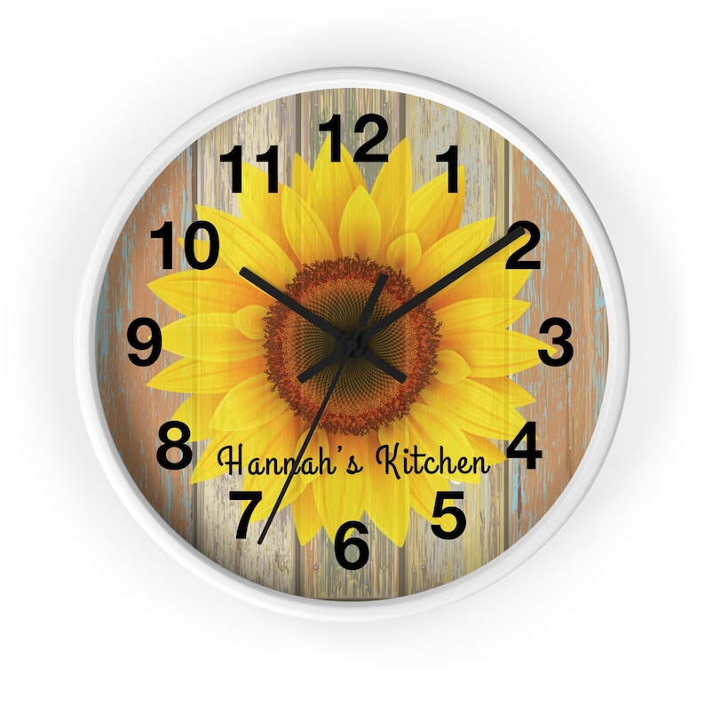 Personalized Rustic Sunflower Wall Clock, Farm House Decor ...