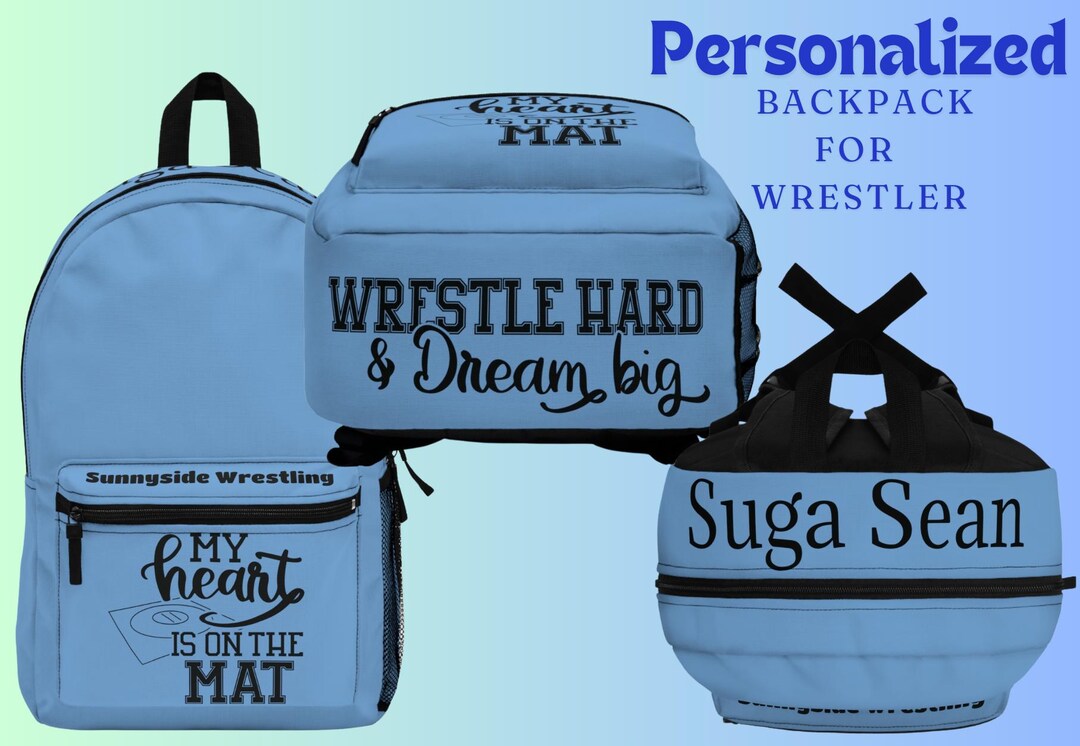 Personalized Wrestling Backpack, Sports Athlete Gym Custom Motivational ...