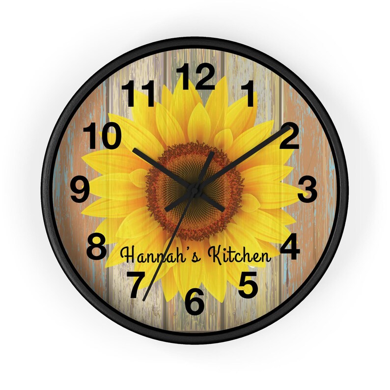 Personalized Rustic Sunflower Wall Clock, Farm House Decor ...