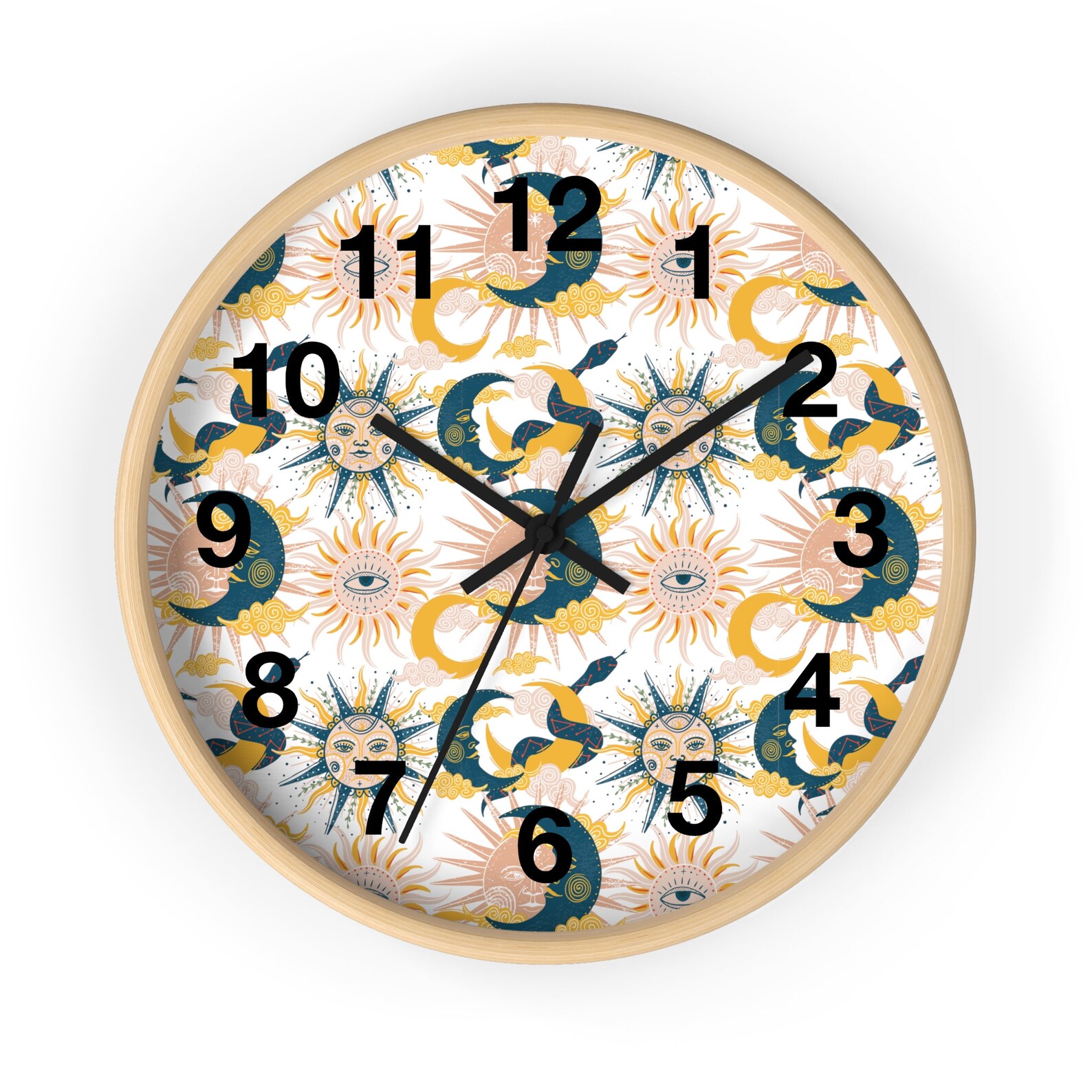 Moon and Suns Wall Clock Sun Moon Clock Witchy Gothic Lover Gift Office ...