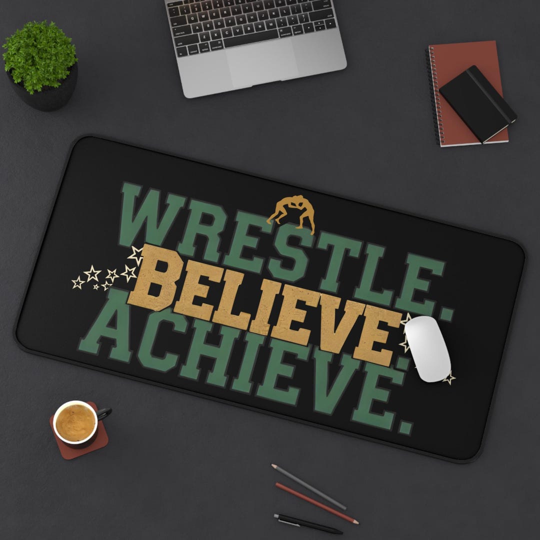 Wrestling Mouse Pad | Wrestle Believe Achieve Desk Mat, Sports Gift - Etsy