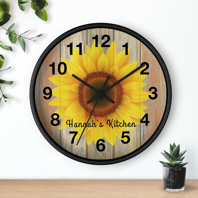 Personalized Rustic Sunflower Wall Clock, Farm House Decor ...