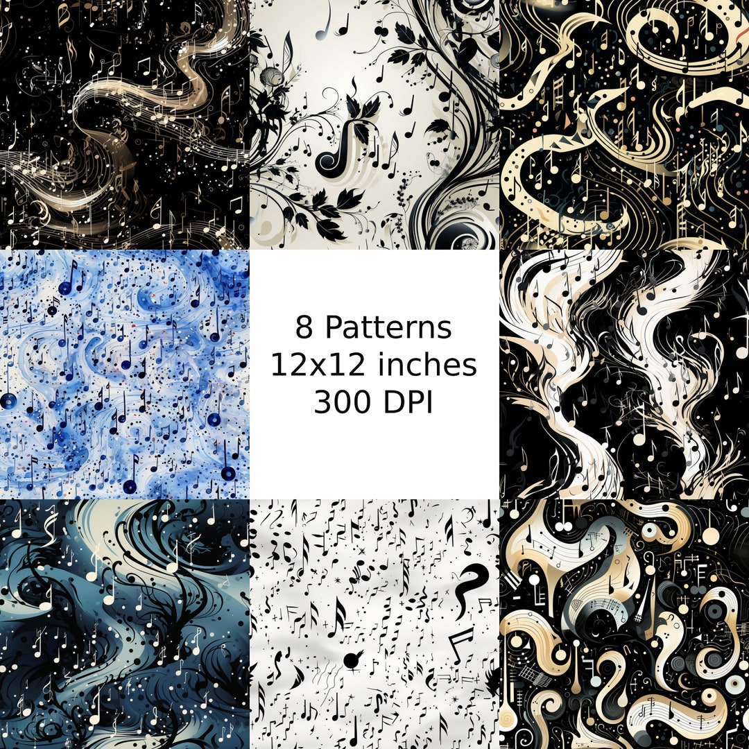 Music Tiled Pattern Illustration Music Notes Digital Paper - Etsy