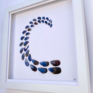 Large Mussel Shell Wave Coastal Wall Art in Blue, Unique Birthday Gift ...