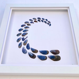 Large Mussel Shell Wave Coastal Wall Art in Blue, Unique Birthday Gift ...