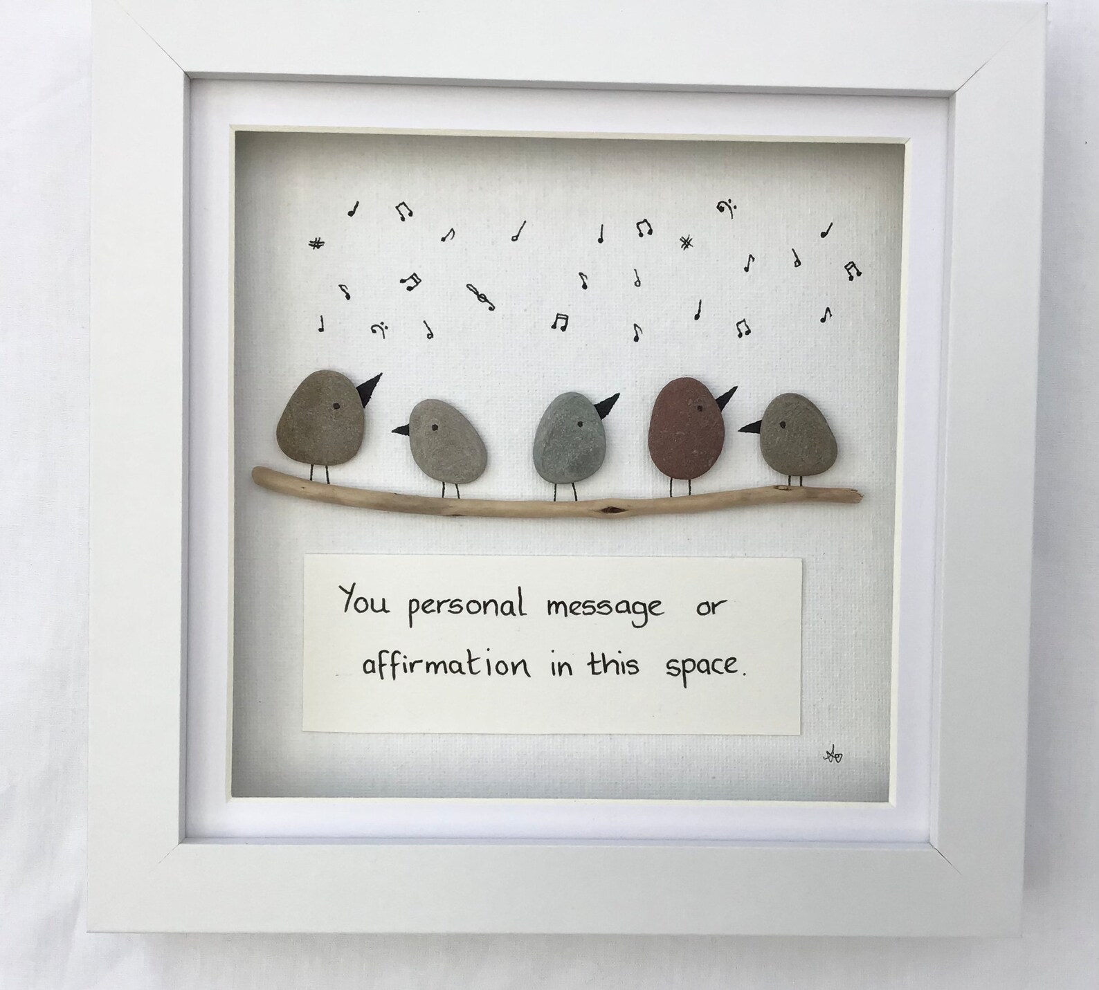 Personalised Pebble Bird Art, Singing Birds on Driftwood Picture - Etsy