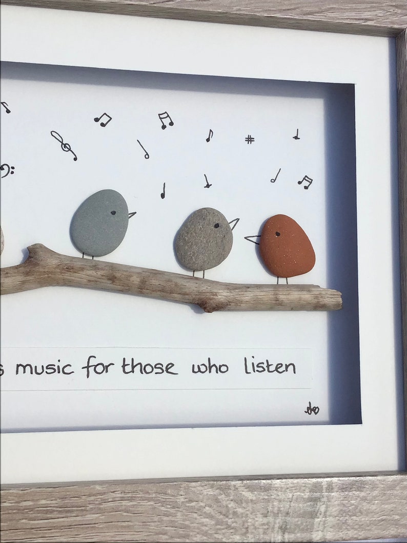 Sea Glass Pebble Birds Singing Art - Etsy