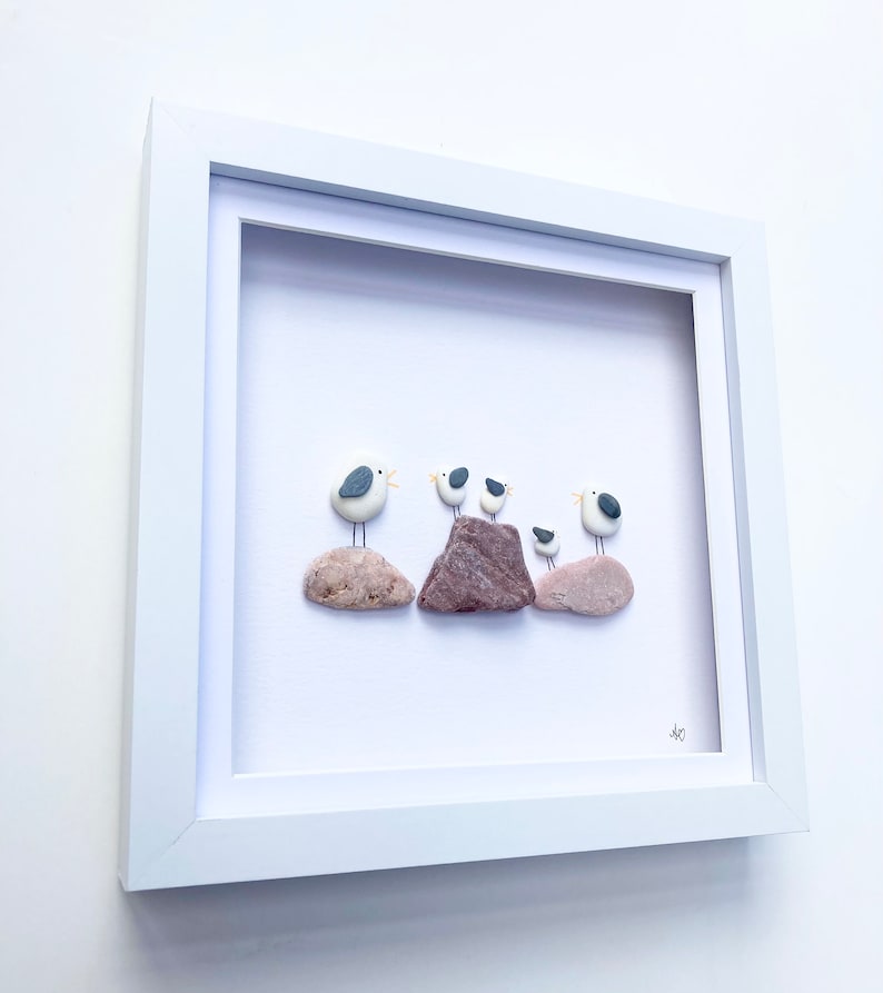 Seagull Pebble Art Family, Coastal Framed Wall Decor - Etsy