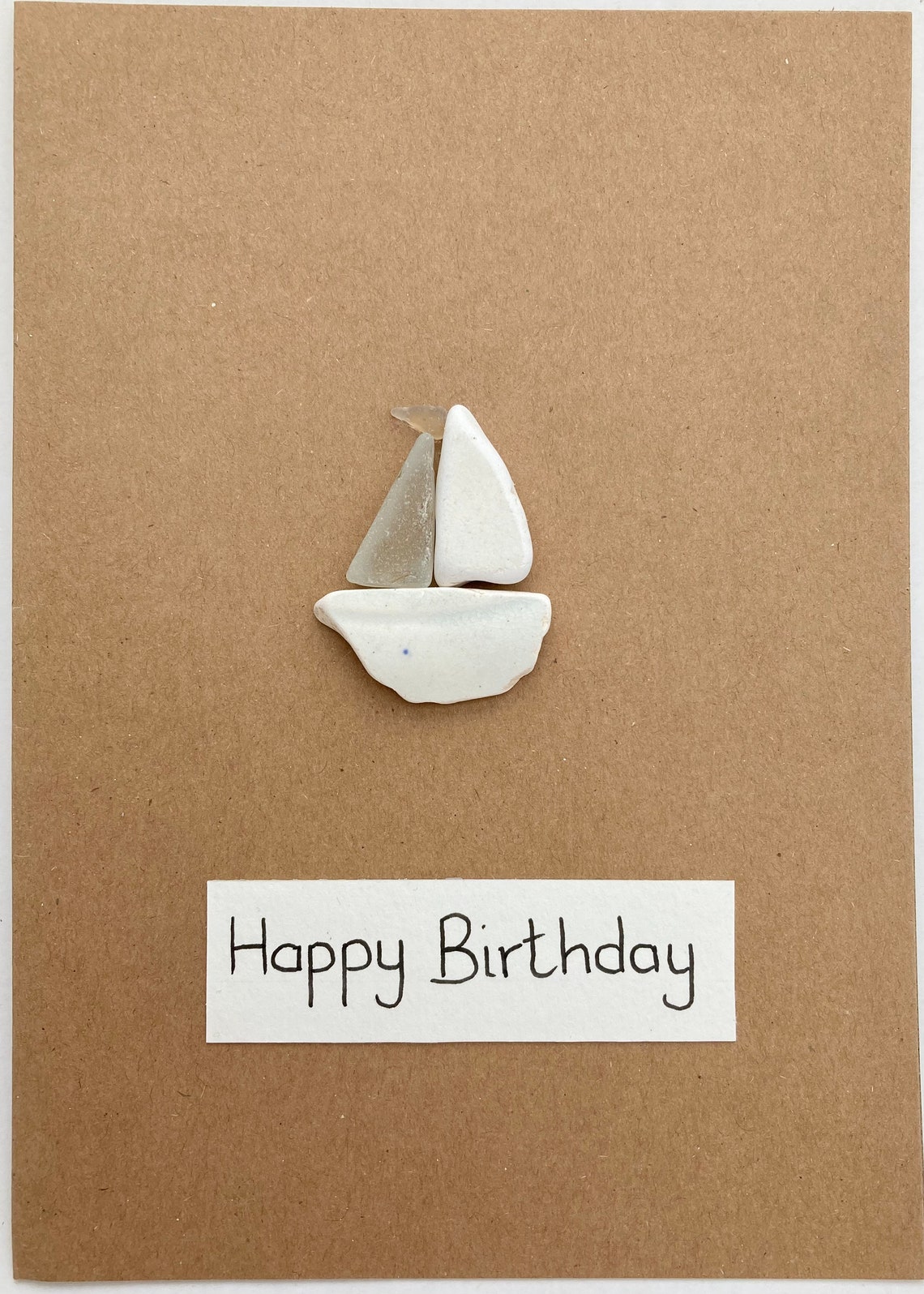 Custom Sea Glass Sail Boat Greeting Card Personalised - Etsy