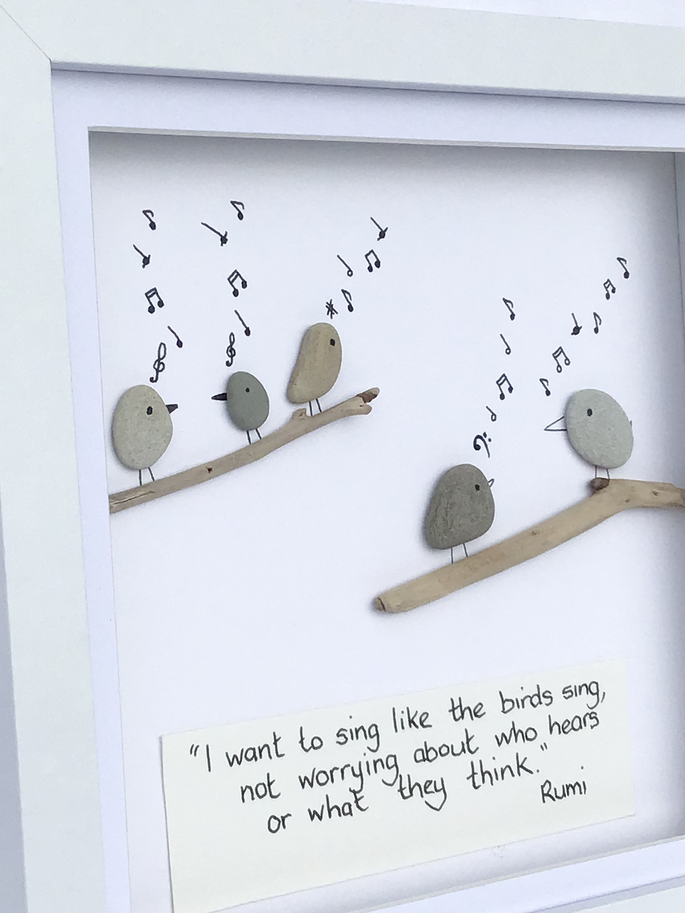 Pebble Birds Singing With Affirmation Quote, Choir Leader Singer ...