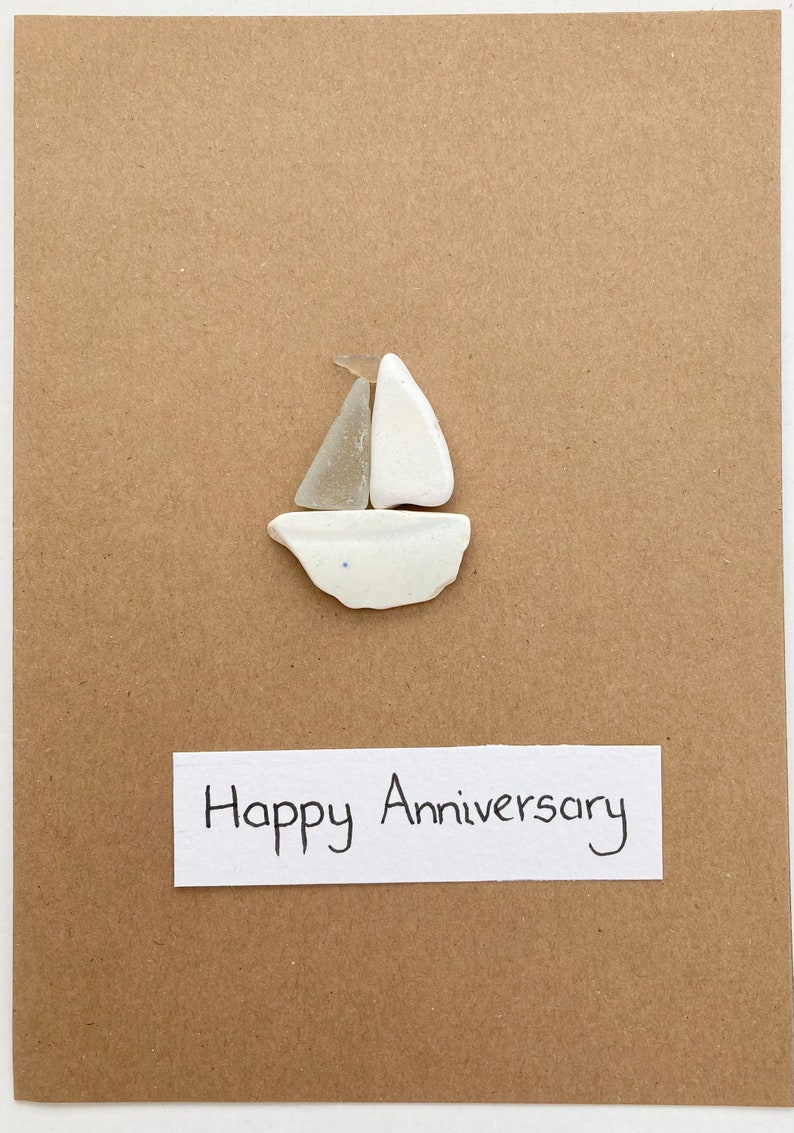 Custom Sea Glass Sail Boat Greeting Card Personalised - Etsy