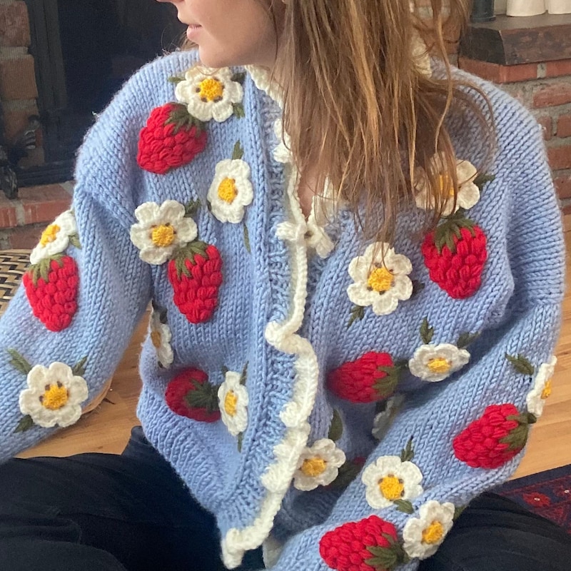 Strawberry Cardigan - Etsy
