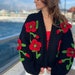 Poppy Cardigan | Handmade Poppies Jacket | Knitted 3D Poppy Sweater ...